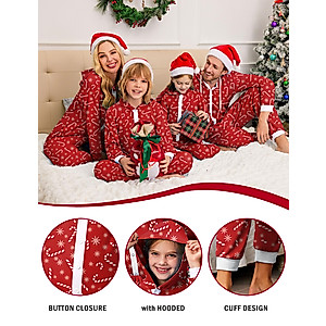 Ekouaer Christmas Matching Family Onesie Pajamas Long Sleeve Thermal One Piece Pajamas with Button