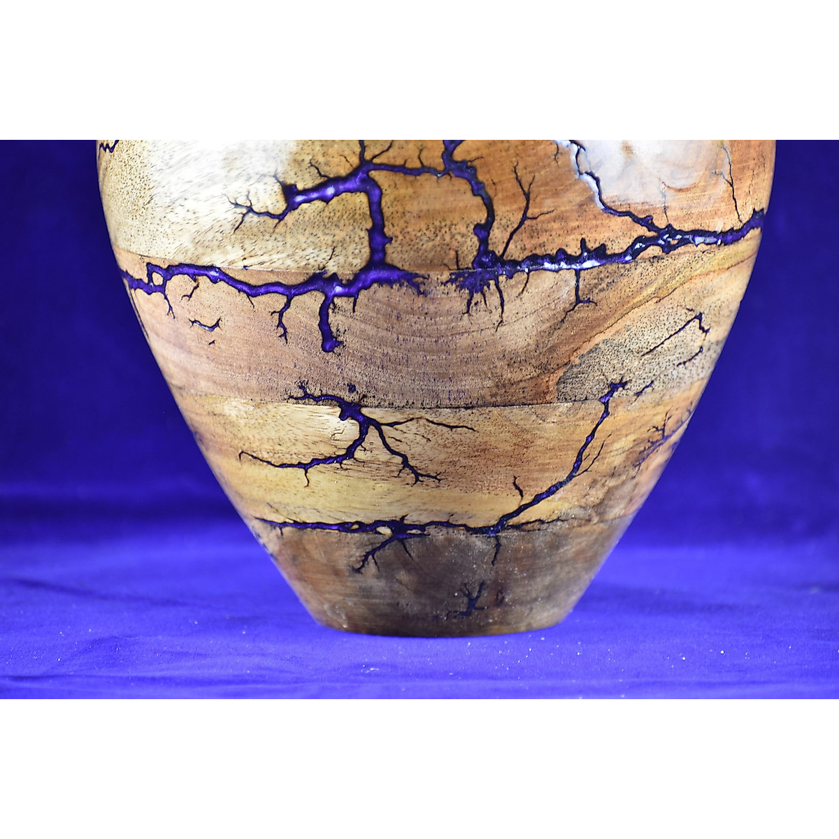 MHK Royal White Blue Lichtenberg Figure Urn for Human Ashes Wooden Urn Box with Lid Pet urn Cremation urn Burial Urn Box Adult Funeral Urn Resin Urn Ashes Keepsake Urn for Ashes