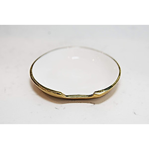 Alchemade White Spoon Rest - Stylish Brass And Enamel Aesthetic Cooking Spoon Holder In A Mid-century Style For Your Kitchen - Jewelry Trinket Holder For Your Bedroom Or Soap Dish For Your Bathroom