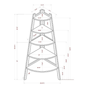 BOWERY HILL 5 Shelf Corner Bookcase in Cherry