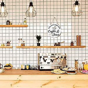 Coffee Bar Sign Coffee Decor Coffee Wooden Sign Hanging Coffee Decor Coffee Sign Plaque for Farmhouse coffee bar Kitchen Accessories Coffee Lover (White Good Days Start with Coffee & Jesus)