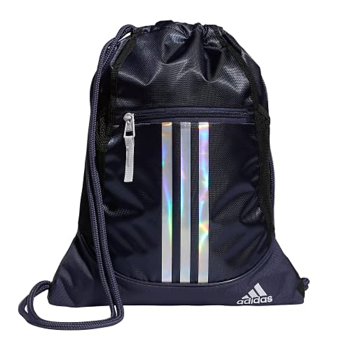 adidas Alliance Sackpack (12L) Lightweight Athletic Small Drawstring Team Sports Workout Bag Discontinued, Shadow Navy/Snowglobe/Dash Grey, One Size