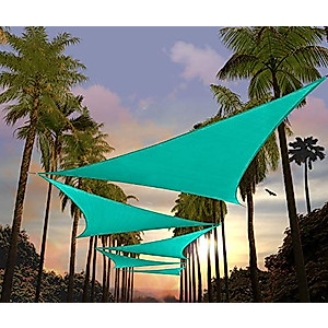 Amgo 18' x 18' x 18' Turquoise Triangle Sun Shade Sail Canopy Awning Shelter Fabric ATAPT18 - UV Block UV Resistant Heavy Duty Commercial Grade - Outdoor Patio Carport - (We Customize)