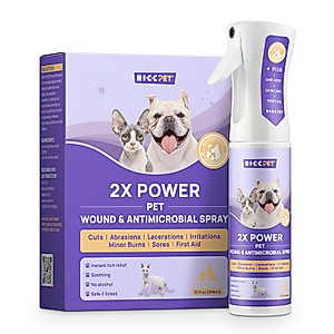 HICC PET Itch Relief Spray & Hot Spot Treatment for Dogs Cats - Rapidly Alleviate Dry Itchy Skin, Skin Allergies, Scratching, Excessive Licking, 2X Strength Formula, Safe for All Animals 10 Fl Oz