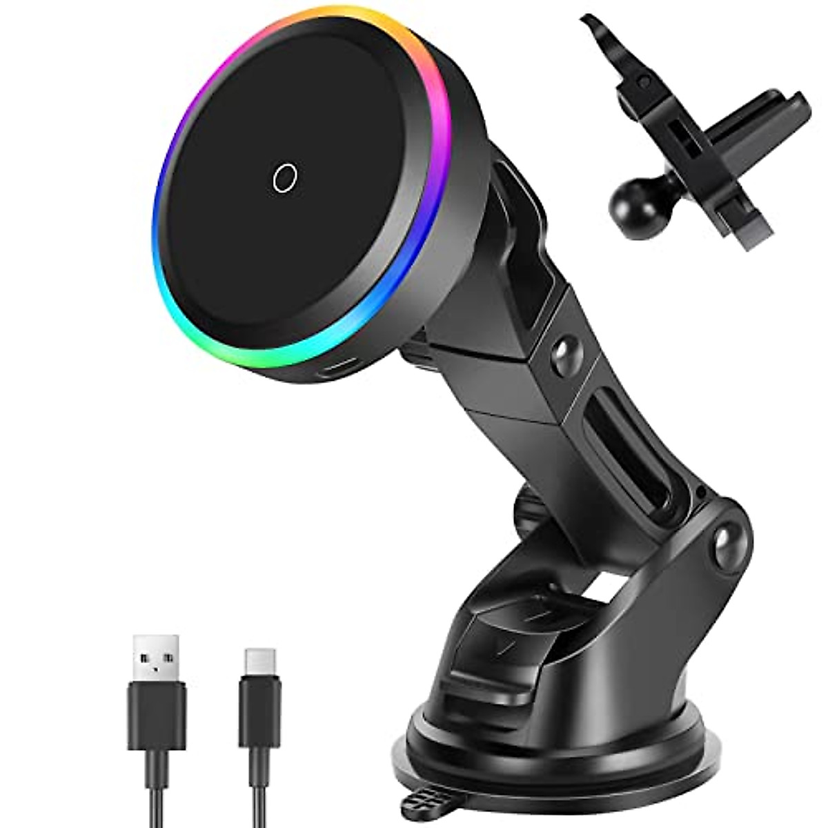 Magnetic Wireless Car Charger Compatible with Magsafe Car Mount Charger Max 15W Fasting Charging Vent, Windshield, Dashboard Universal for iPhone 14/13/12/11 Series
