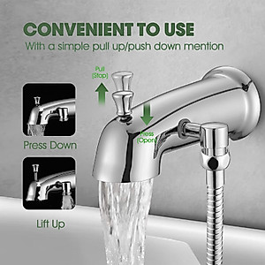 RAINREVIVE All Metal Tub Spout with Diverter for Hand Held Shower, Fits for Threaded 1/2" or 3/4" IPS, Bathtub Faucet with Shower Diverter Universal Tub Diverter Spout, Chrome