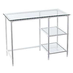 SEI Furniture Layton Metal/Glass Student Desk, White