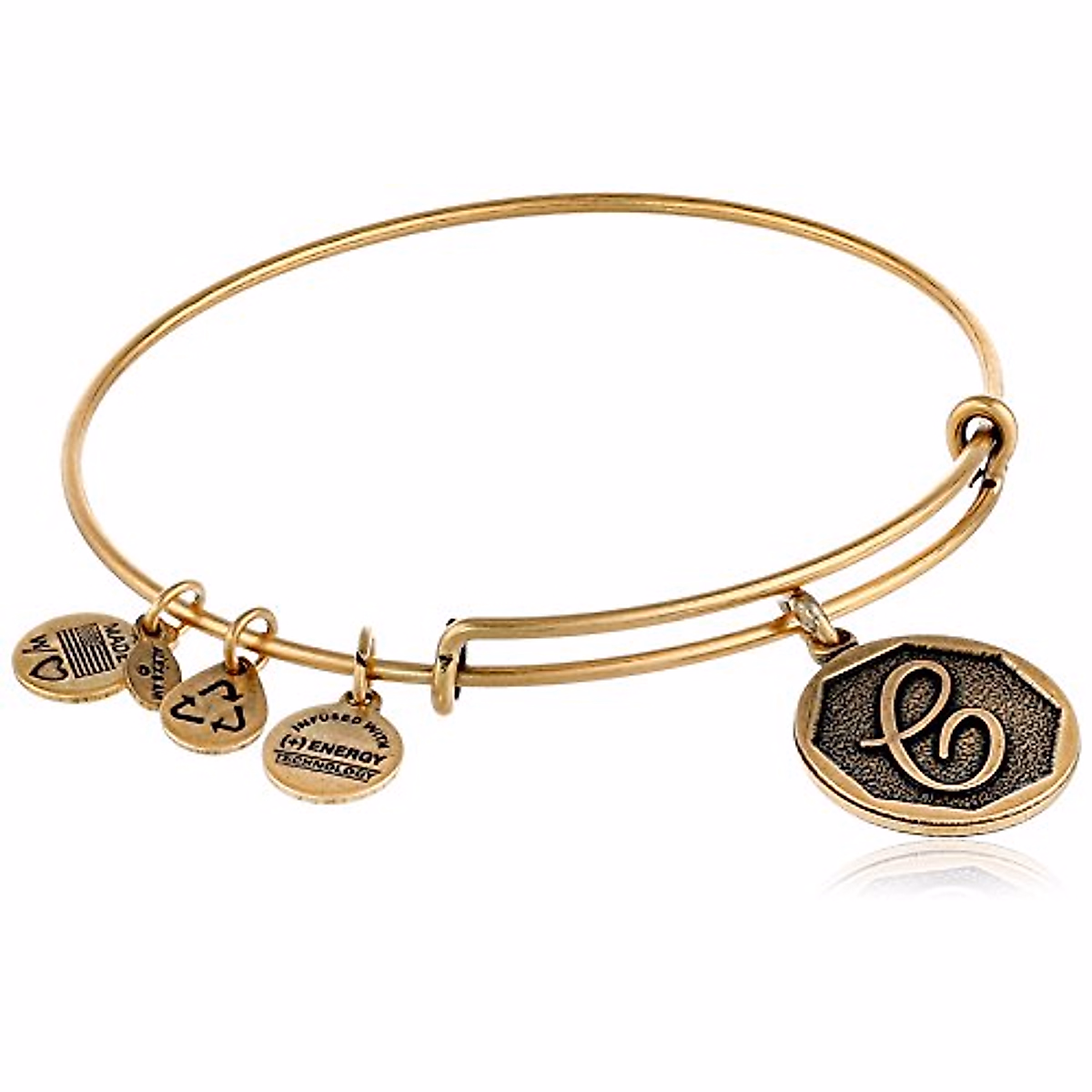 Alex and Ani Rafaelian Gold-Tone Initial "C" Expandable Wire Bangle Bracelet, 2.5"