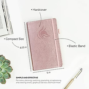 Clever Fox Dotted Notebook – Dot Grid Bullet Numbered Pages Hard Cover Notebook Journal With Thick 120g Paper and Pen Loop, Stickers, 3 Bookmarks, Smooth Faux Leather, 5'' x 8.25'' - Rose Gold