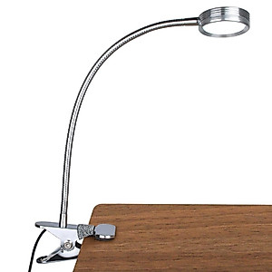 Desk Lamp Clip on Light, USB Powered LED Desk Lamp, Reading Light, Round Ring Arm Flexible Swing Eye Protection Eye Caring Small Lamp for Bed Headboard Reading Makeup Eyebrow