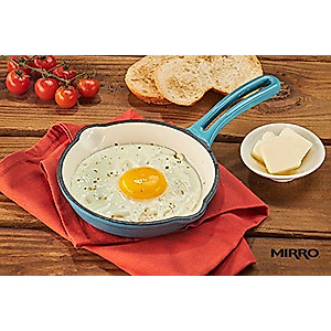 Mirro MIR-19060 6" Mini Cast Iron Skillet, Teal, Ready to Use