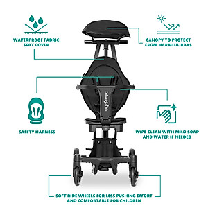 Dream On Me Drift Rider Baby Stroller with Canopy, Lightweight Umbrella Stroller with Compact Fold, Sturdy Design, 360 degree Angle Rotation Travel Stroller, Black