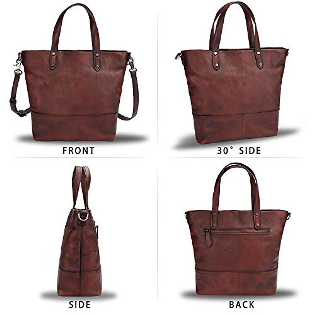 Genuine Leather Satchel Purses Handbags for Women Top Handle Bags Lady Crossbody Shoulder Tote Bags (Coffee)