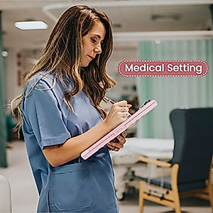 SUNEE Heavy Duty Plastic Clipboard with Storage and Pen Holder, Pink Enclosed Clipboard Box for Nurse, Driver, Contractor, Teacher