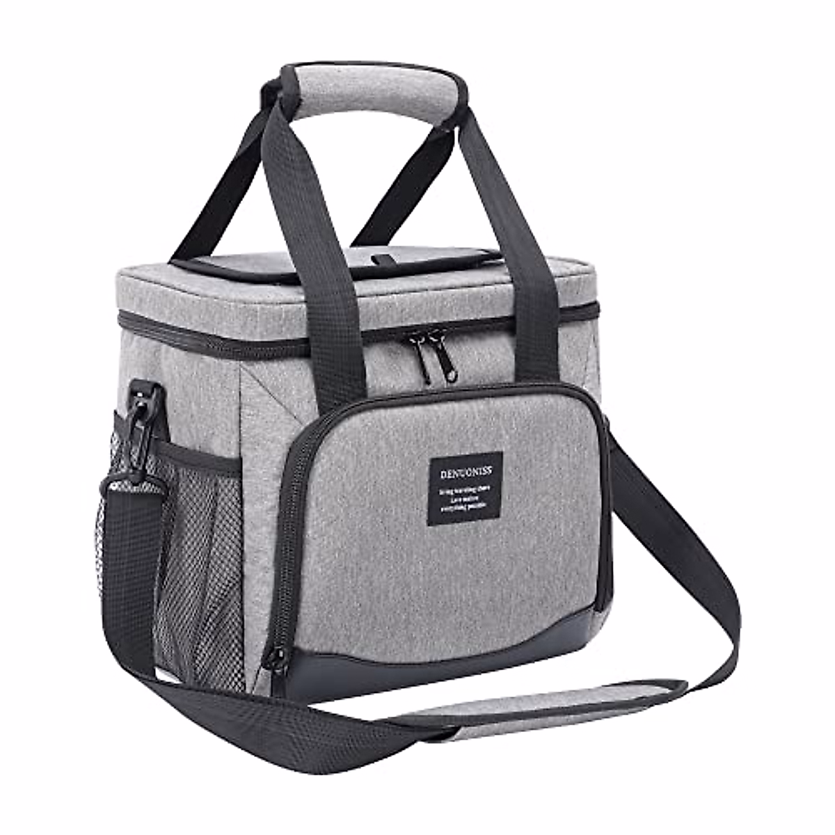 DENUONISS Insulated Lunch Bag for Women/Men Foldable Soft Lunch Cooler Bag Tote Adult Lunch Box Bag Frozen Lunch Bags Thermal Bento Bag for Work Travel Beach Camping,(12L) 16-Can, Gray