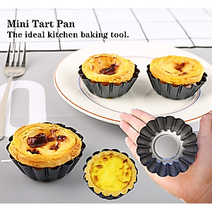 Xstronq Egg Tart Molds 12PCS Tart Pan, Mini Carbon Steel Non Stick Tart Pans, Tart Molds For Baking (2.6 inch)