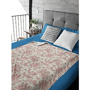 Red Toile Throw Blanket,Fleece Blanket with The 1800's Toile Print, Mid-Century décor (L 150X130 CM / 60X50)