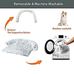 Tinaco Luxurious Calming Dogs/Cats Bed Mats, Washable Removable Couch Cover, Plush Long Fur Mat for Pets, Waterproof Lining, Perfect for Small, Medium and Large Dogs and Cats (Gradient Gray, XL)