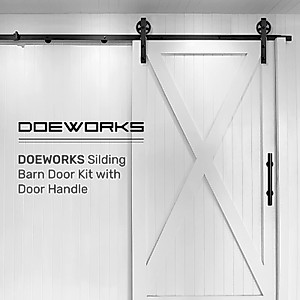 DOEWORKS 5 FT Sliding Barn Door Hardware Kit with Handle, Single 30" Wide Wood Door Hardware Closet Track Kit Set, DIY Barn Door