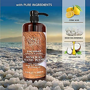 Dead Sea Collection Hand Soap Pump Coconut - Hand Wash Liquid with Dead Sea Minerals and Coconut Oil - All Skin Types Moisturizing & Nourishing - Pack of 2 (33.8 Fl Oz Each) - 67.6 Fl Oz