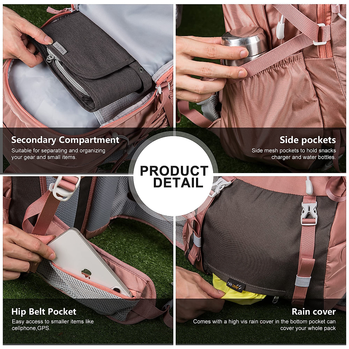 MOUNTAINTOP 40L Hiking Backpack for Women Outdoor Backpack with Rain Cover for Camping,Cycling and Traveling