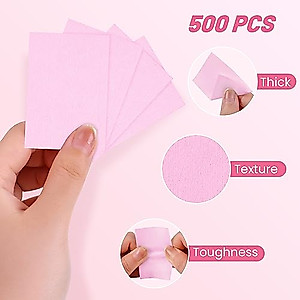 500PCS Nail Polish Remover, Lint Free Nail Wipes Super Absorbent Gel Nail Polish Remover Cotton Pads for Acetone Nail Polish Remover Nail Wipes for Acrylic Gel Nails Clean, Pink