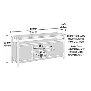Sauder Steel River TV Stand with Doors, L: 60.24" x W: 19.09" x H: 29.72", Milled Mesquite Finish