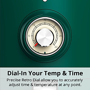 Aria Premium 2 Qt. Retro Style Ceramic Air Fryer, Dark Green/White Trim