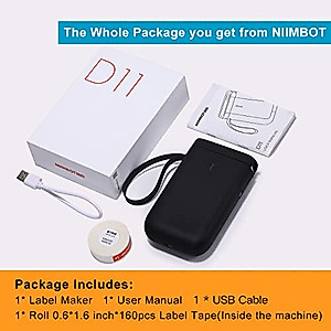 NIIMBOT Label Maker Machine with Tape D11 Portable Wireless Connection Label Printer Multiple Templates Available for Phone Pad Easy to Use Office Home Organization USB Rechargeable