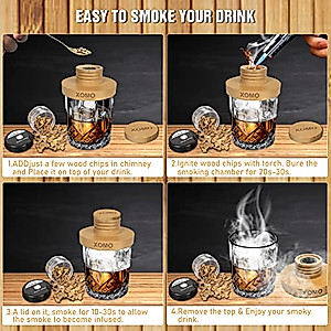 Cocktail Smoker Kit with Torch, XOMO Old Fashioned Drink Smoker Infuser Kit for Cocktails, Whiskey, & Bourbon, Whiskey Gift for Your Loved