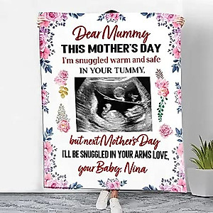 Duda Personalized Ultrasound Sonogram Photo Blanket 1st Mother’s Day Blanket Gifst for Mom Mommy to be Blanket Happy First Mothers Day Fleece Blanket Sherpa Blanket