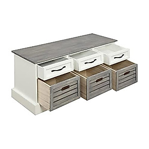 BOWERY HILL 6 Drawer Entryway Storage Cubby Bench in White and Gray