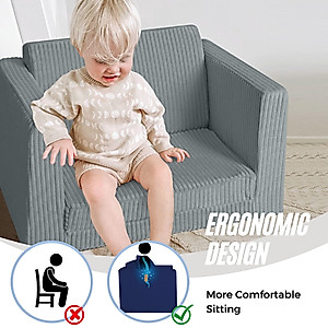 MeMoreCool Kids Couch Fold Out, Flip Out Kids Sofa Chair, Foldable Toddler Couch for Girls Boys, Children Convertible Sofa to Lounger Pull Out Kids Couch for Playroom, Folding Toddler Sofa