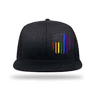 LGBTQ Accessories Pride Gay Stuff Rainbow Snapback Hats for Men Flat Bill Adjustable Baseball Cap Trucker Dad Hat Black Gifts