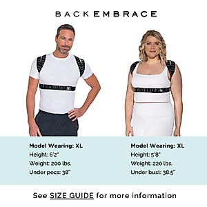 BackEmbrace Posture Corrector for Women and Men - Made in USA - Slim and Adjustable Shoulder Brace - Back Brace for Back Pain Relief - Black Drizzle M/L