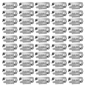 Hair Extension Clips,Wig Clips to Secure Wig No Sew,Hair Wig Clips Hair Extension Clips Set Stainless Steel DIY 8 Teeth Snap Comb Wig Clips Accessories 1.1in (50pcs)(silver), Hair Extension Clips