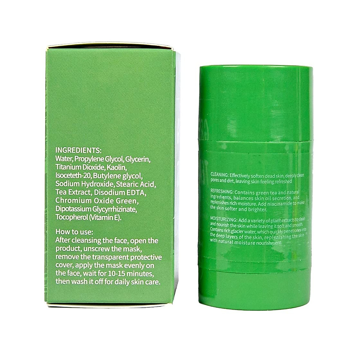 Koozy Green Tea Mask Stick - Deep Clean Oil Control Cleansing, Moisturizing, Skin Brightening, Blackhead Remover with Green Tea Extract For All Skin Types of Men and Women