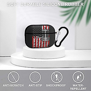 Patriot Disc Golf American Flag Airpods Case Cover for Apple AirPods Pro Cute Airpod Case for Boys Girls Silicone Protective Skin Airpods Accessories with Keychain