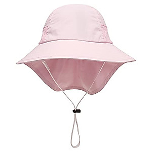 Muryobao Toddler Kids Baby Girls Boys Sun Hat Summer UPF 50+ UV Protection Caps Wide Brim Neck Flap Beach Play Fishing Hats Pink Age 1-3 Years