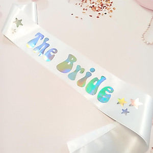 Magnusson's Garden The Bride Iridescent Sash, 70s Retro Hippie Disco Themed Bachelorette Bridal Shower Engagement Party Décor, Miss to Mrs, Future Wifey, Feyonce, Future Mrs Sash