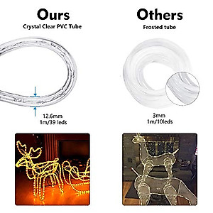 Brizled Warm White Rope Lights, 18ft 216 LED Rope Lights Waterproof, 120V Plugin Rope Lights Connectable with Clear PVC Tube, Indoor/Outdoor Decorative Rope Lights for Backyards Garden Patio Christmas