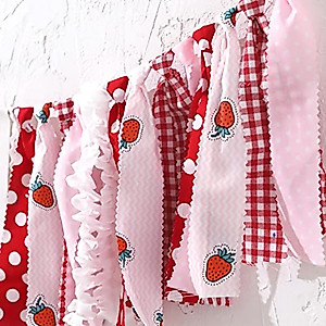 Strawberry High Chair Banner for 1st Birthday - Strawberry Theme Birthday Decoration, First Birthday Decorations for Girl, Sweet One Birthday Party Decorations, Cake Smash Photo Props