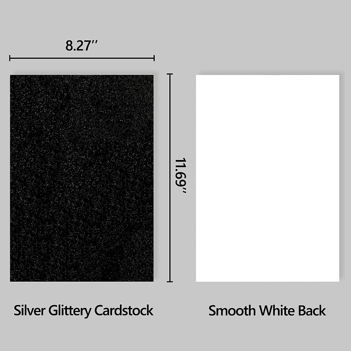 Silver Glitter Cardstock - 25 Sheets A4 Silver CardStock for Cricut, Silver Glitter Paper for DIY Projects, Scrapbooking, Invitations - 250 GSM Card Stock Easy to Cut and DIY