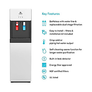 Avalon A7BOTTLELESS Self Cleaning Touchless Bottleless Cooler Dispenser-Hot & Cold Water Child Safety Lock, UL/Energy Star, White