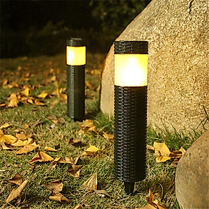 ZHUANYIYI 2 Pieces, Solar Outdoor Flame Landscape Lights, Garden Ground Plug Lawn Waterproof Lighting, Home Garden Pavement Decoration Night Light