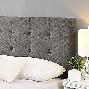 Upholstered Full Size Platform Bed Frame with 4 Storage Drawers and Headboard, Square Stitched Button Tufted, Mattress Foundation with Wooden Slats Support, No Box Spring Needed, Grey (Full)