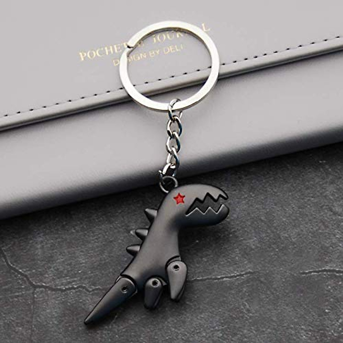 YONGYAN Dinosaur Cute Keychain Couple Keychain Pendant Unisex Car Keyring Alloy Bag Accessories for Men and Women (Black)