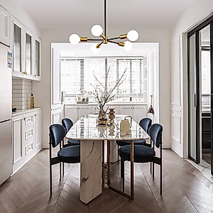 KAISITE Sputnik Chandelier Light Fixture - Modern 5-Light Sputnik Ceiling Light Height Adjustable Gold and Black Hanging Pendant Lighting for Living Room Kitchen Bedroom Hallway Farmhouse