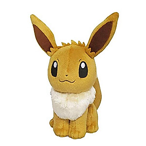 Sanei Pokemon All Star Series Eevee Stuffed Plush, 8", Brown (PP07)