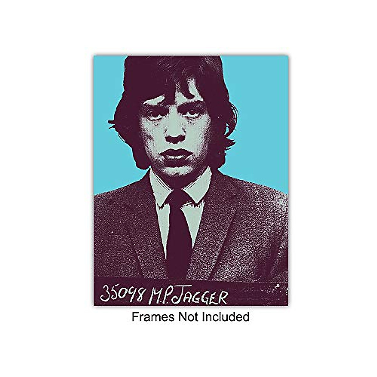 David Bowie, Elvis, Johnny Cash, Jimi Hendrix, Frank Sinatra, Mick Jagger Mugshot Poster Set - 8x10 Wall Art Decor, Decorations for Living Room, Bedroom - Gift for Men, Women - UNFRAMED Prints